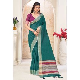 sari vert en ligne, sari en lin de créateur avec chemisier en lin chez ...